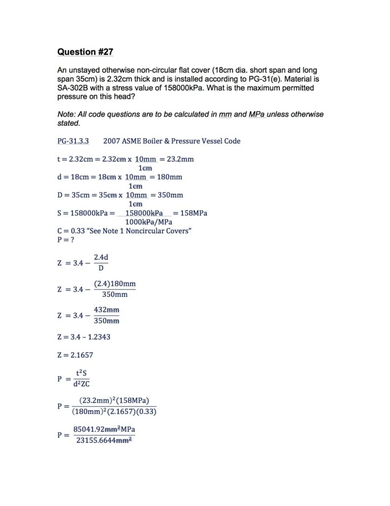 How To: Determine The Minimum Required Thickness Of Noncircular Unstayed Flat Heads And Covers ...