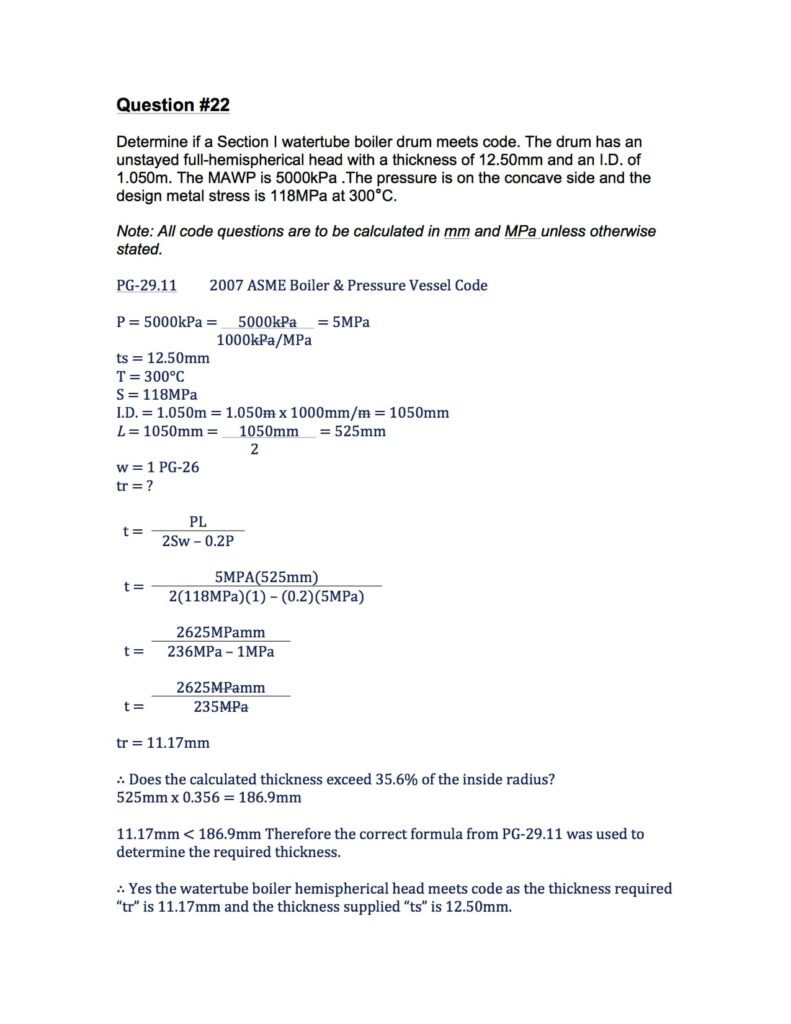 Question #22 How To: Calculate The Thickness Of An Unstayed Full ...
